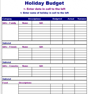 Holiday Budget Template - Blue Layouts