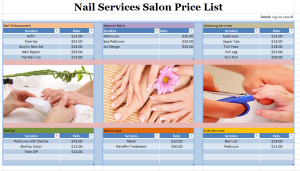 Nail Services Salon Price List Template - Blue Layouts