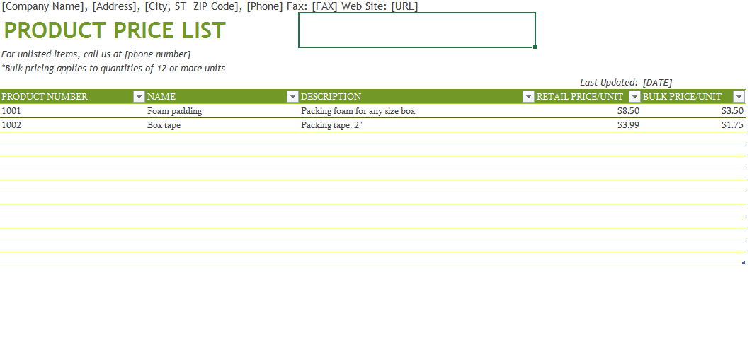 18 Free Price List Templates - MS Word and MS Excel Templates