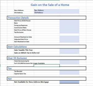 Gain on Sales of a House Analysis Template - Blue Layouts