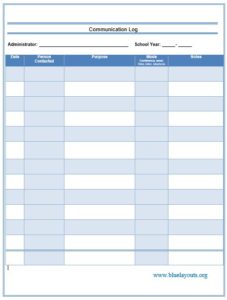 Free Printable Communication Log Templates - Blue Layouts
