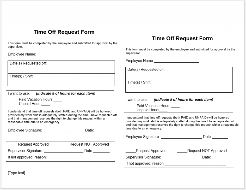 20+ Free Employee Time Off Request Forms - Blue Layouts