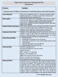 Free Classroom Management Plan Templates - Blue Layouts