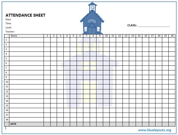 Attendance Sheet Template 04 - Blue Layouts