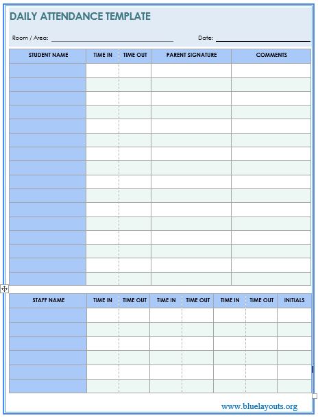 Attendance Sheet Template 05 - Blue Layouts