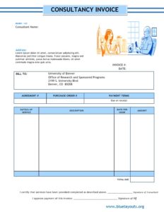 10 Free Professional Consultancy Invoice Templates - Blue Layouts