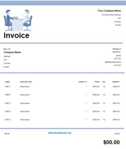 10 Free Professional Consultancy Invoice Templates - Blue Layouts