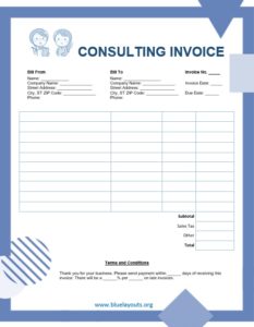 10 Free Professional Consultancy Invoice Templates - Blue Layouts