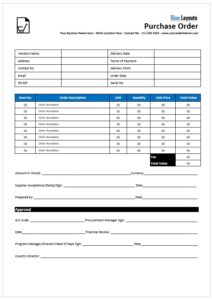 20+ FREE Printable Purchase Order Templates - Blue Layouts