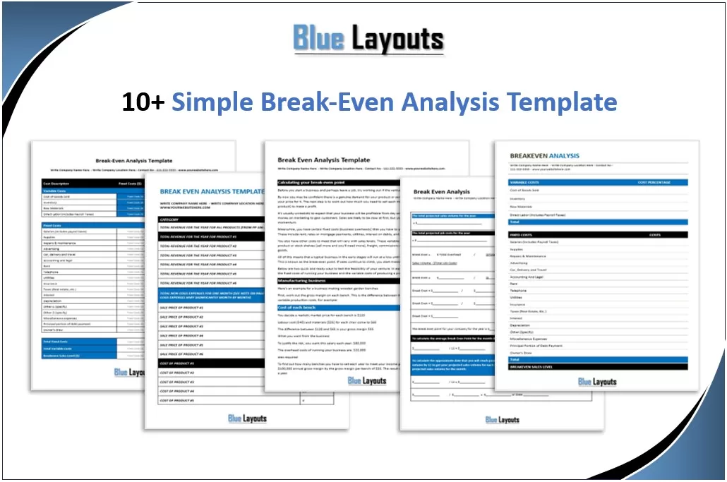 Simple Break Even Analysis Template Blue Layouts Simple Break Even Analysis Template Blue Layouts