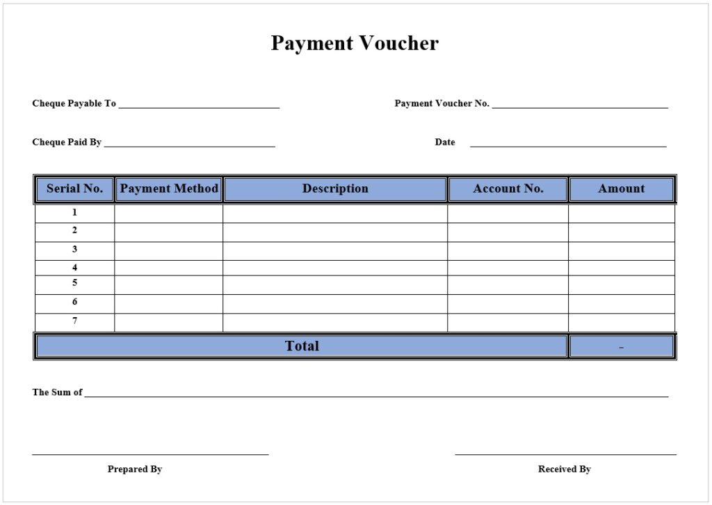 08 FREE Payment Voucher Templates - Blue Layouts